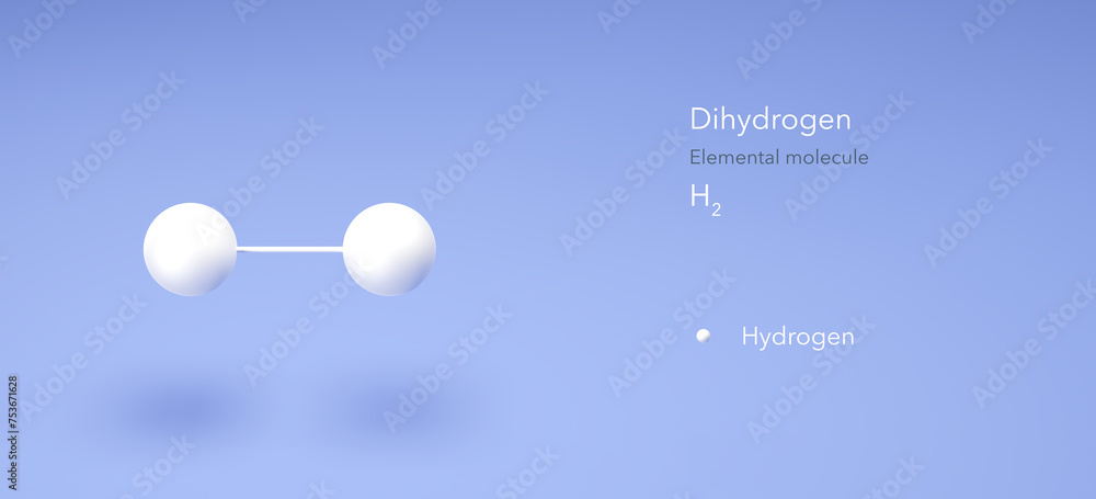 hydrogen molecule, molecular structures, dihydrogen, 3d model ...