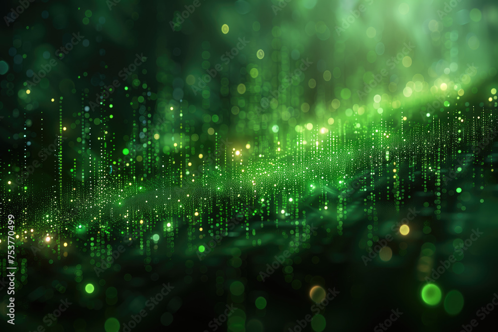 green technology background with digital binary code and bokeh Stock Photo | Adobe Stock