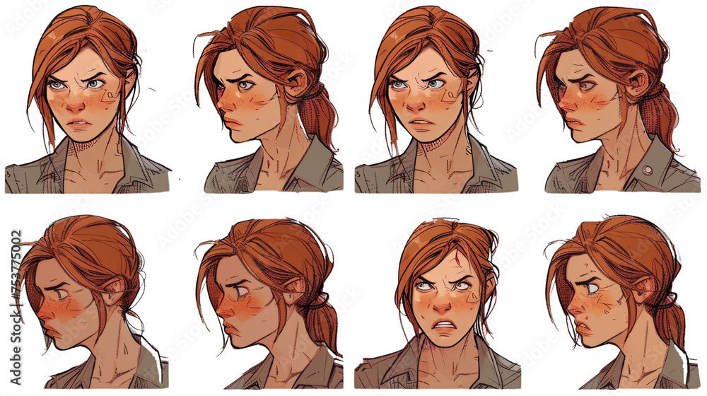 Angry femle with different facial expressions - PNG Transparent Stock ...