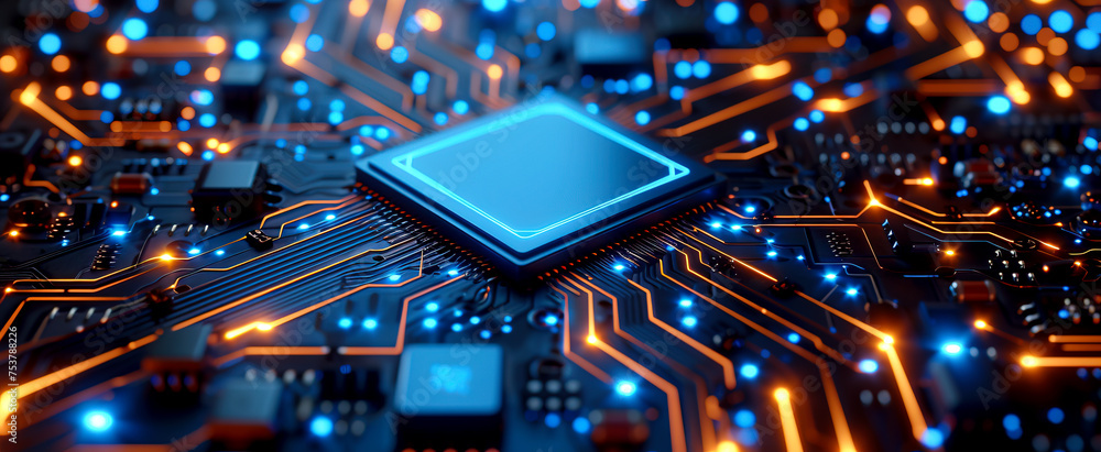 Blue Illuminated Circuit Board: Cutting-Edge Octane Render Aesthetic ...