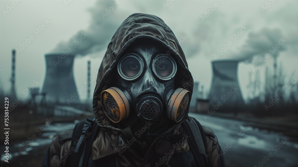 Stock-Foto „Dystopian image of a survivor of environmental collapse ...