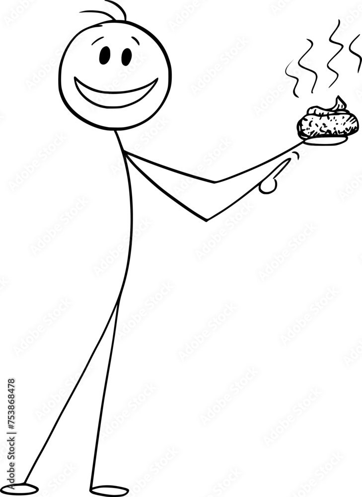 Person Presenting Excrement, Vector Cartoon Stick Figure Illustration ...