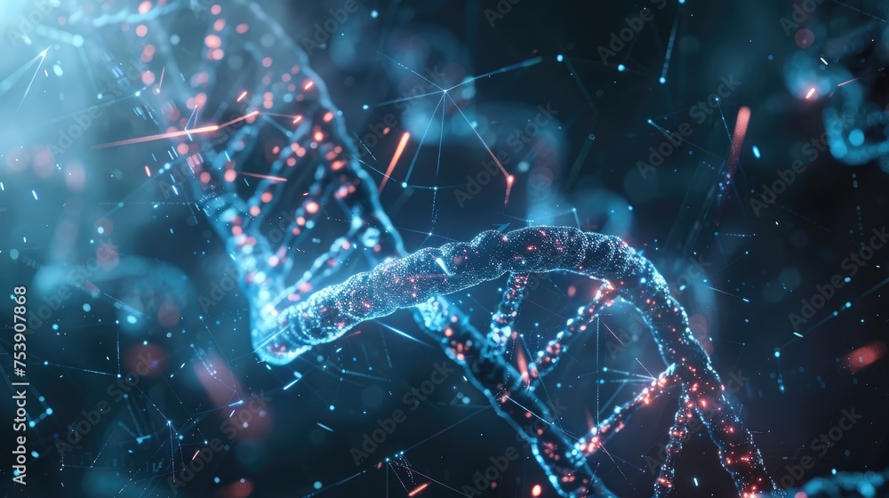 Artificial Intelligence Ai In Healthcare. Dna Double Helix Intertwined ...