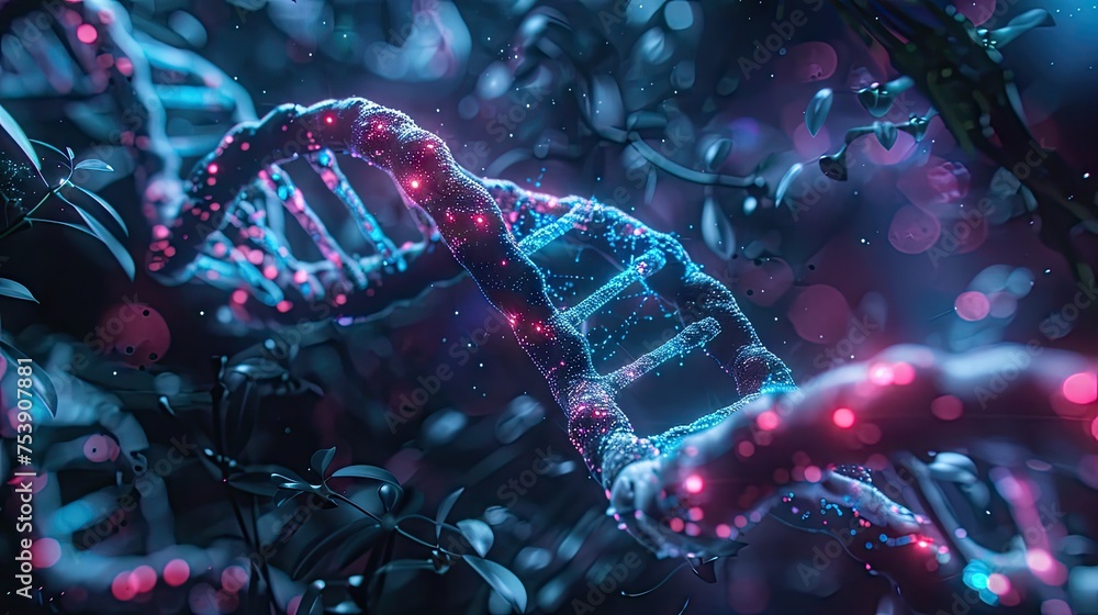 Artificial Intelligence Ai In Healthcare. Dna Double Helix Intertwined ...