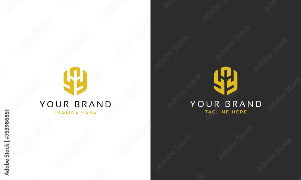 Monogram y n yn yny yyn nyy logo with shield shape for security guard ...