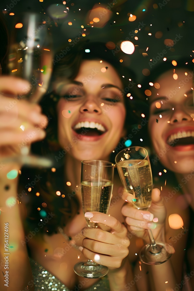 Girls celebrate with bubbly Prosecco on a night out Stock Photo | Adobe ...