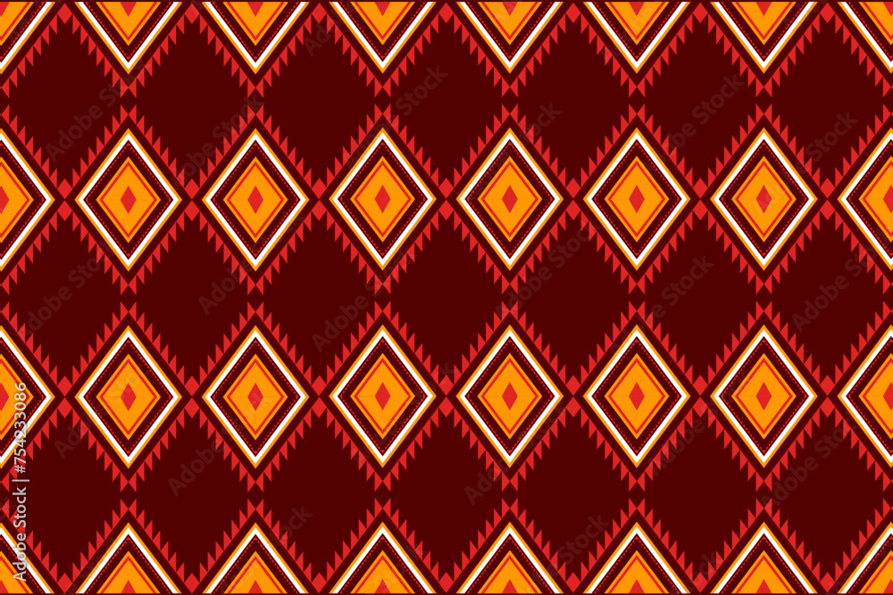 ethnic patten concept, geometric fabric pattern, flowers, native ethnic ...