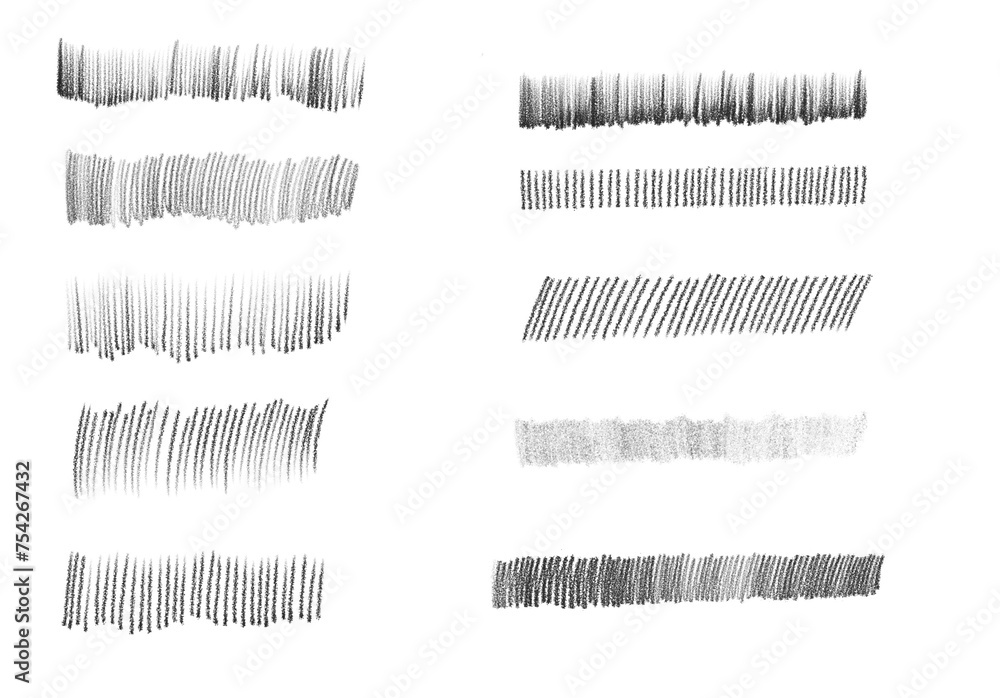 Set of black hand drawn strokes, strikethrough, brushes. Scratchy ...