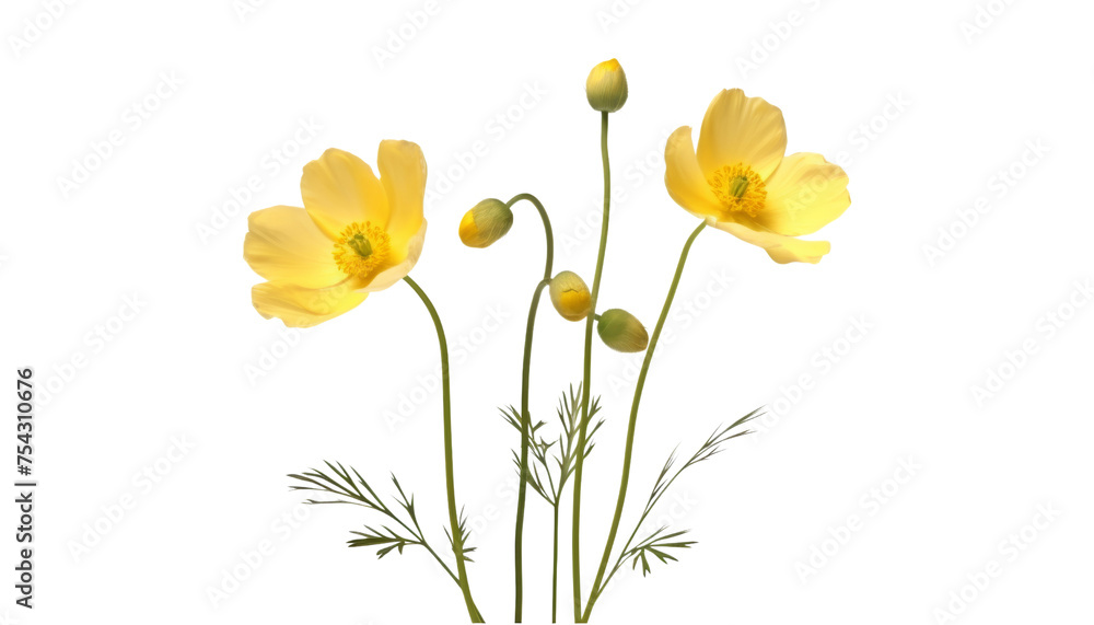 yellow flower stalk isolated on transparent background cutout Stock ...