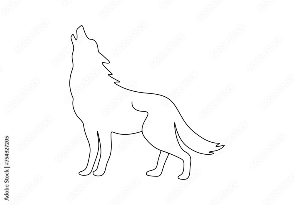 Wolf continuous one line drawing vector illustration. Pro vector Stock ...