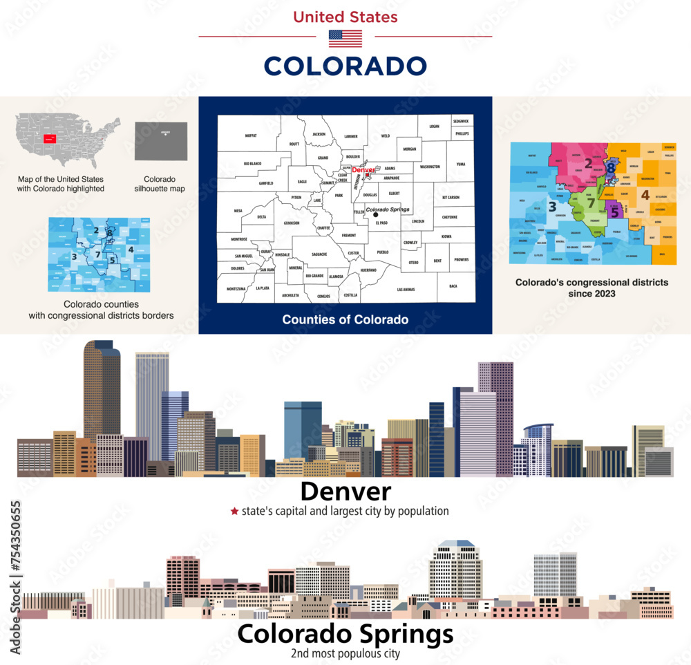 Colorado counties map and congressional districts since 2023 map ...