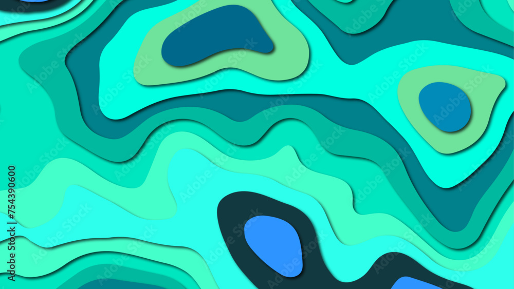 Light green curve line background vector overlaps paper layer with ...