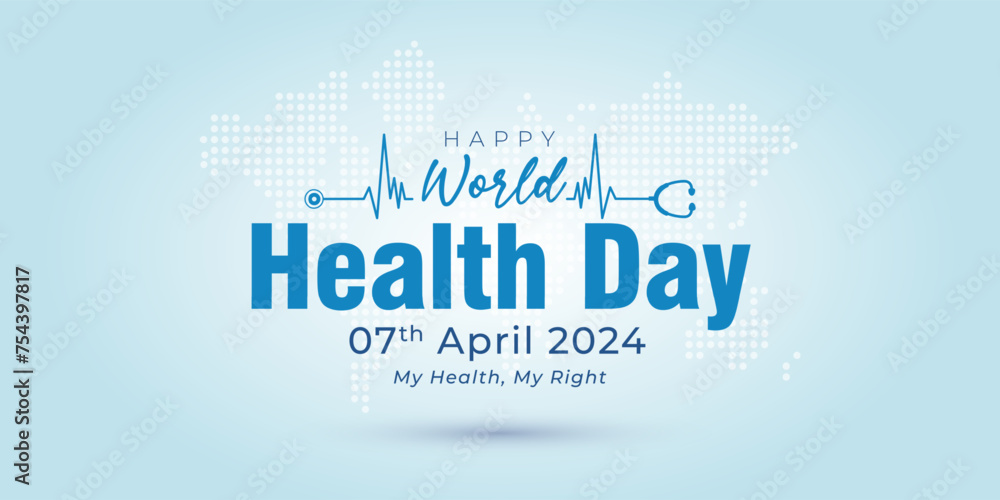 World health day text with doctor stethoscope. Promotional medical ...