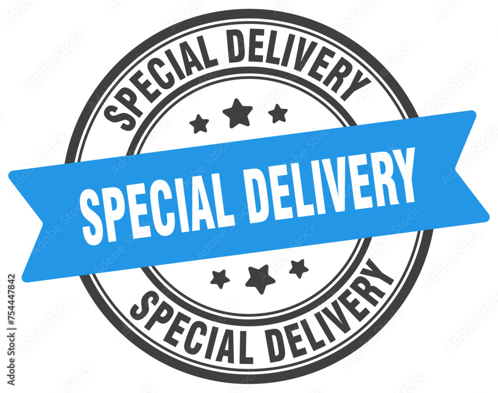 special delivery stamp. special delivery label on transparent ...