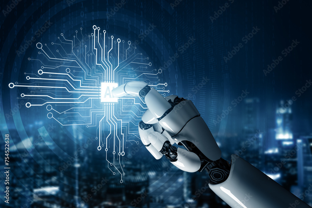 XAI 3D Rendering futuristic robot technology development, artificial ...