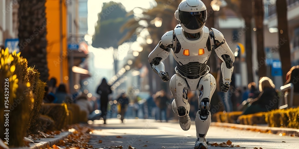 Dynamic Robot Participating in Marathon with Humans. Concept Robot ...