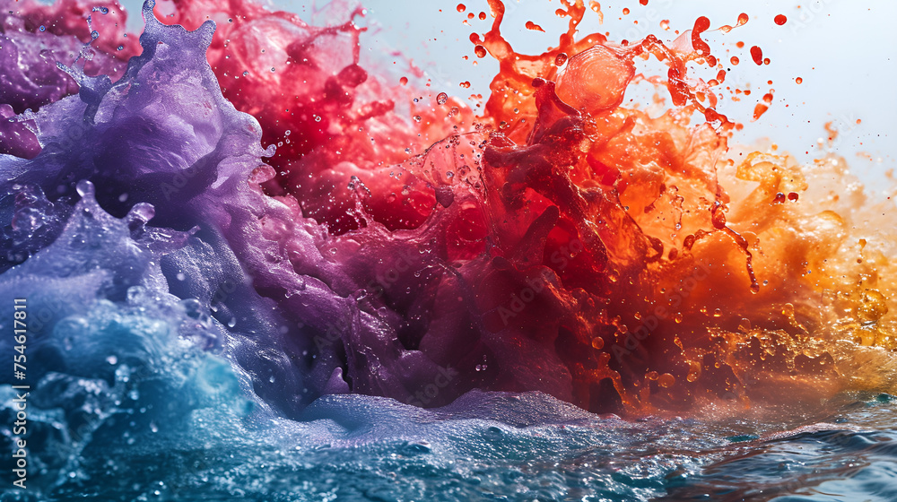 red water splash, Beautiful multi colour wave, water splash. Background ...