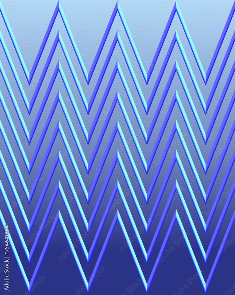 composition of zig zag lines and geometric shapes with gradient blue to ...