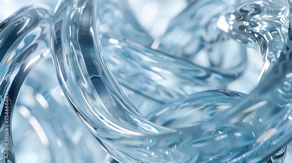 Hyperrealistic Glass Water Spirals in Light Blue Background for ...