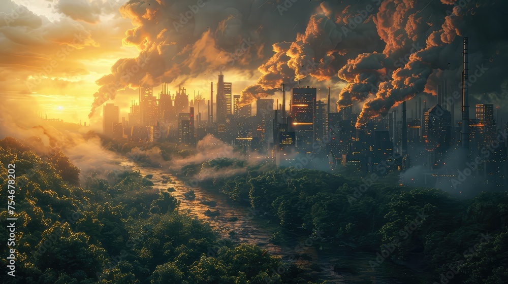 Illustrate the impact of human activities on the environment, from ...