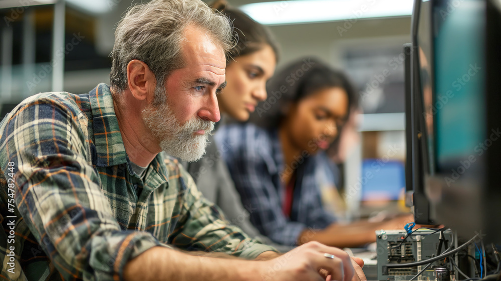 College Instructor Guiding Electrical Engineering Students in Practical ...