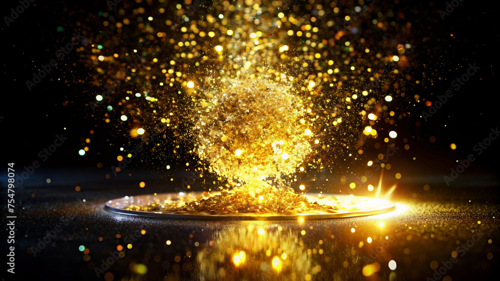 Ethereal Golden Glitter with Sparkling Orb, Capturing the Magic of ...