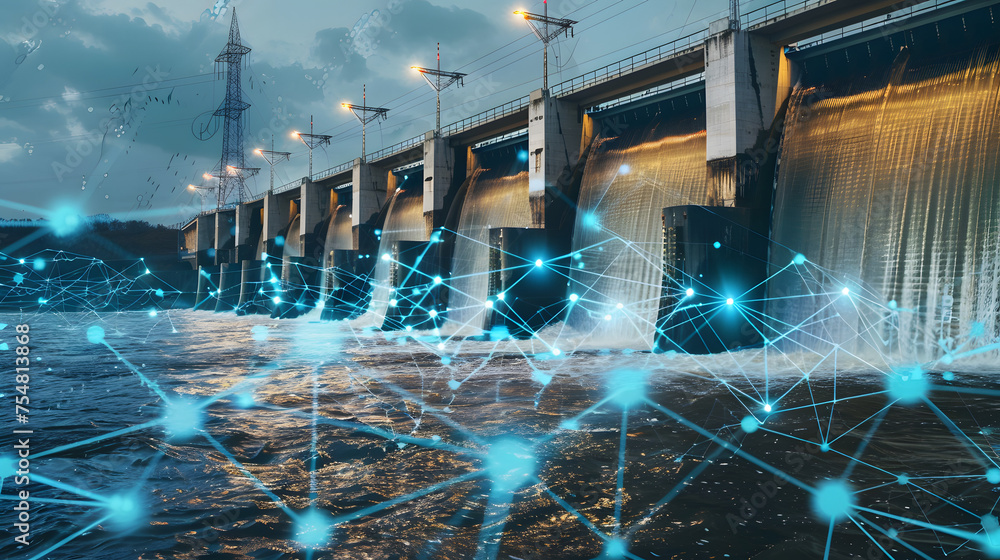 Hydroelectric power station, river, water, renewable energy resource ...