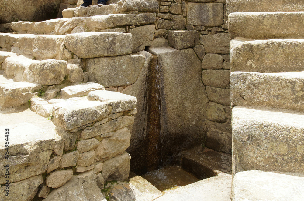 Details of stone houses in the famous archaeological site of Machu ...