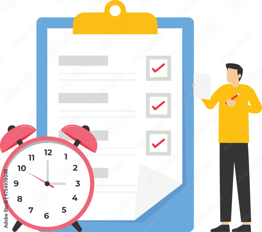 schedule planning concept. Characters plan work assignments, fill out ...