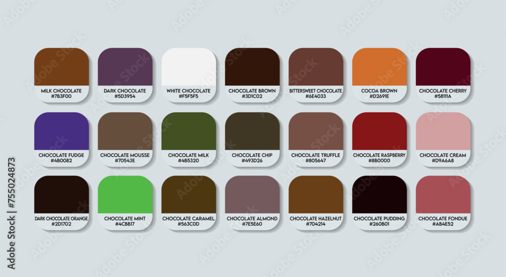 Image vectorielle Stock Chocolate Color Palette in RGB HEX, Catalog ...
