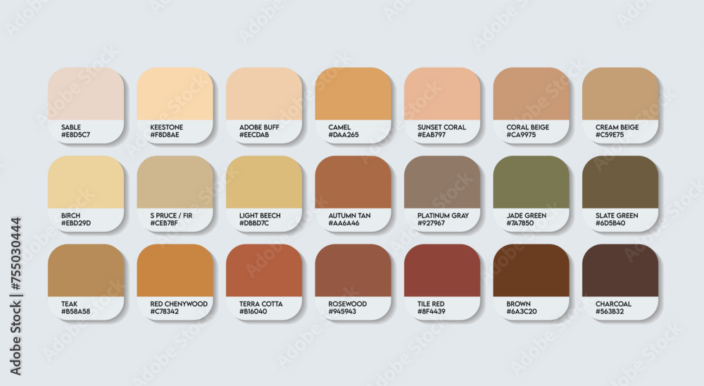Brown Color Palette, Brown Color Guide Palette. Catalog Samples cream ...