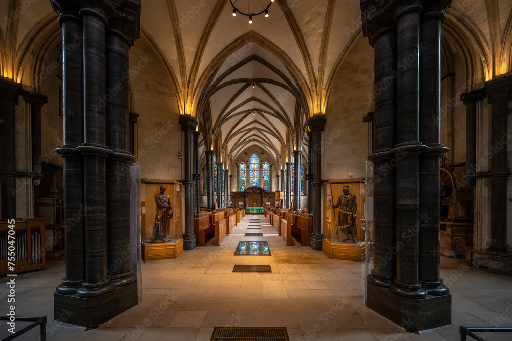 Interior of the ancient Temple Church in the heart of the City of ...