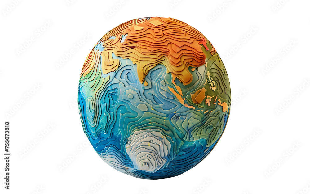 Topographic Globe Showcasing Elevation Isolated on Transparent ...