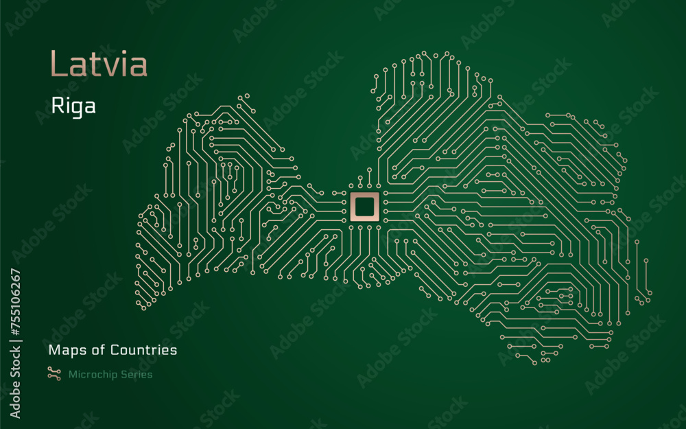 Adobe Illustrator ArtworkLatvia Map with a capital of Riga Shown in a ...
