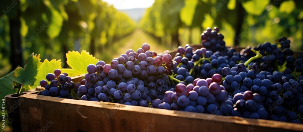 A wooden crate filled with seedless grapes, a superfood from the ...