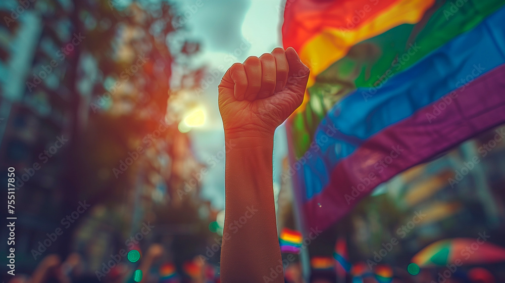 Fist raised for the vindication of the rights of the lgtbi collective ...