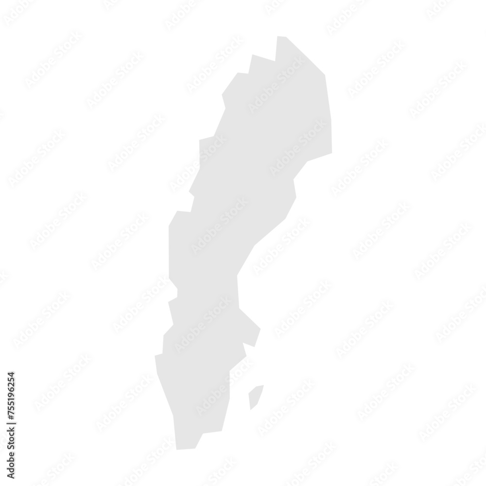 Sweden country simplified map. Light grey silhouette with sharp corners ...