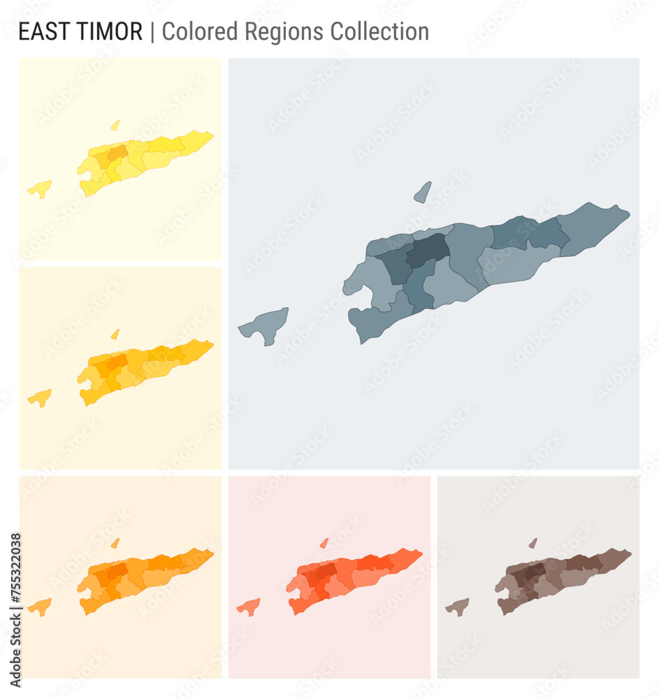 Image vectorielle Stock Timor-Leste map collection. Country shape with ...