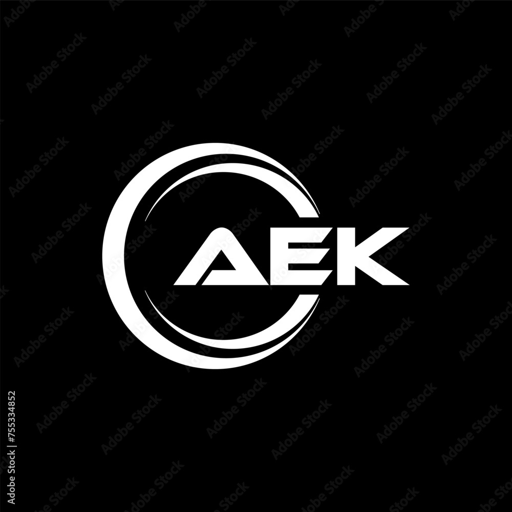 AEK letter logo design in illustration. Vector logo, calligraphy ...