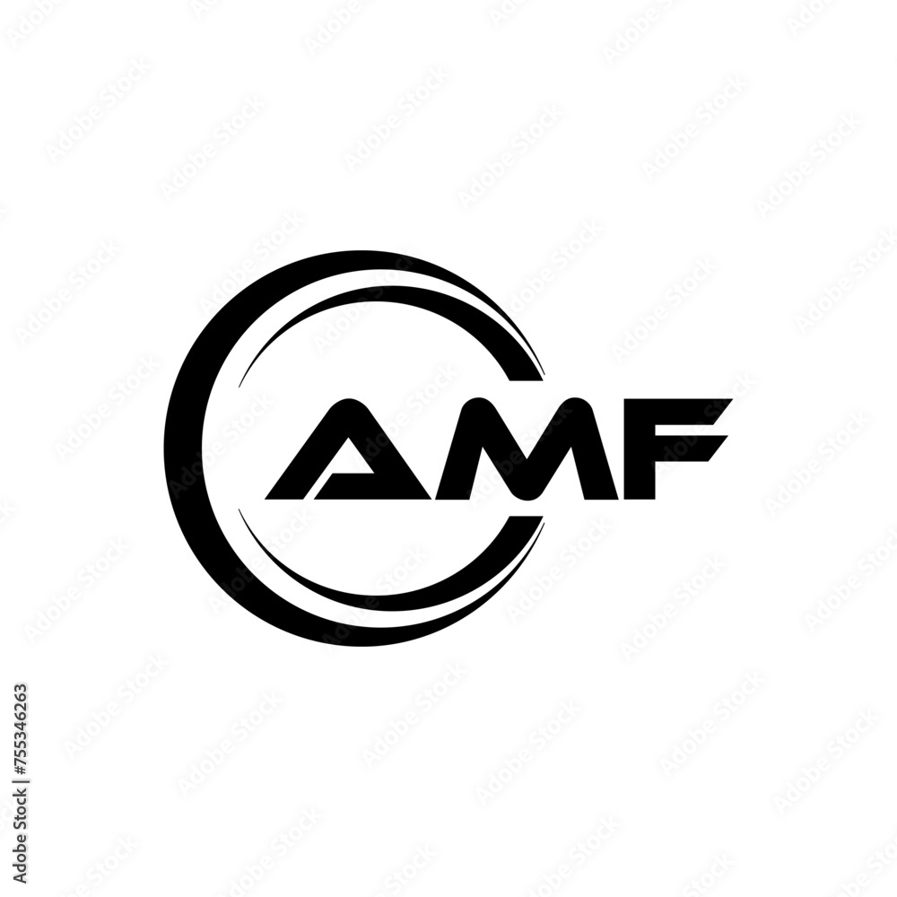 AMF letter logo design in illustration. Vector logo, calligraphy ...