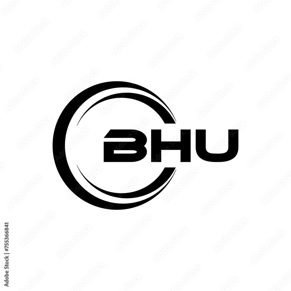 BHU letter logo design in illustration. Vector logo, calligraphy ...