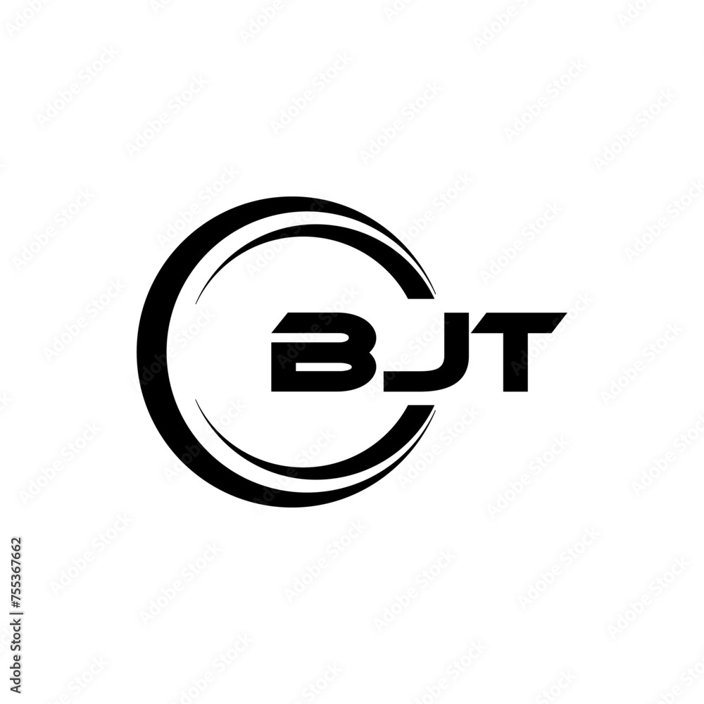 BJT letter logo design with white background in illustrator, cube logo ...