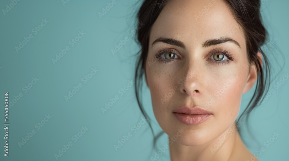 Photoshoot for beauty and wellness magazine featuring a woman in her 30s with prominent lips and ...