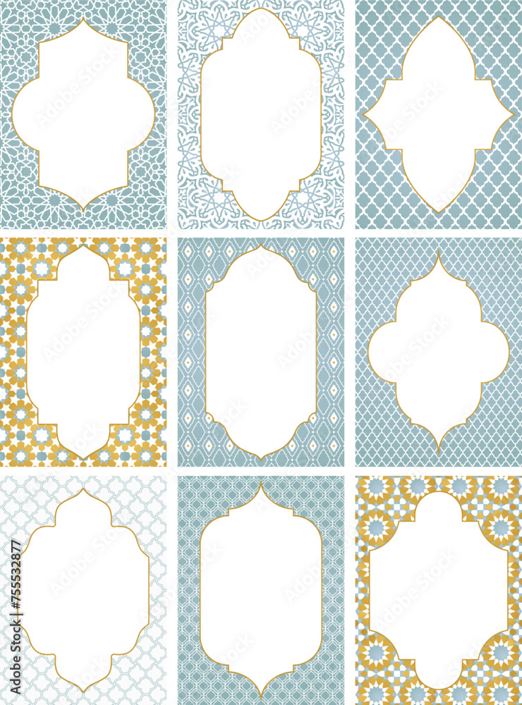 Moroccan Arabic frames. Vector borders bundle. Templates for design ...