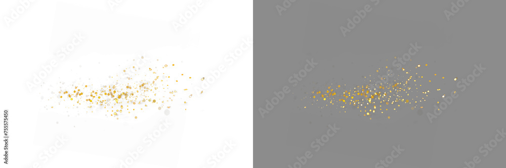 Gold blowing glitter png. Gold confetti. Glitter isolated on ...