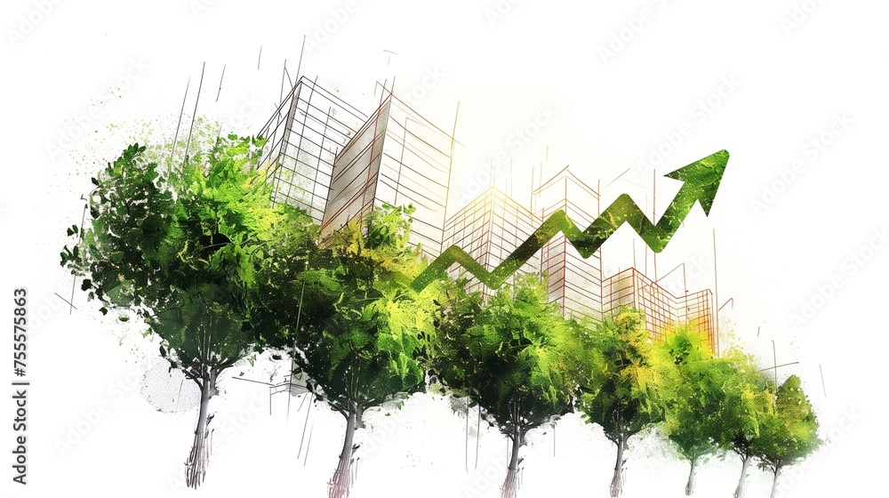 Illustration Stock Illustration of a lush green trees aligned in a row ...