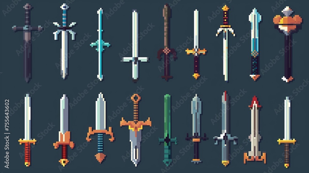 (18) icons. 8-Bit Blade of Nostalgia: A Pixel Art (Retro Style) Swords ...
