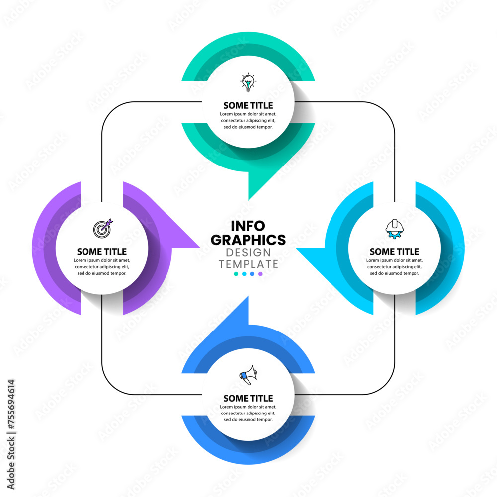 Infographic template. 4 connected circles in a loop Stock Vector ...