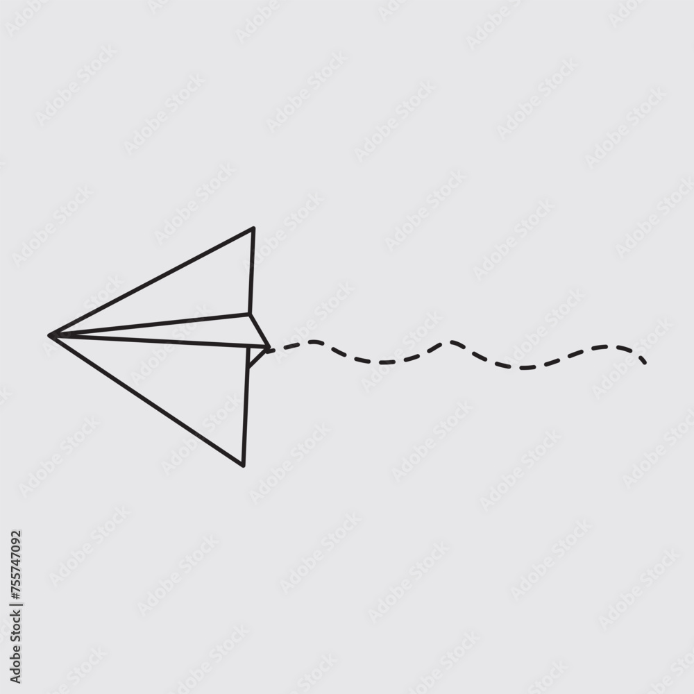 Paper plane with dotted line, Origami paper airplane, Travel symbol ...