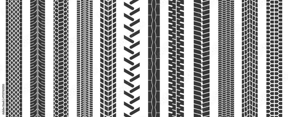 Offroad Tire Prints Set. Rugged Traces Of Wheel Treads. Vector Black ...
